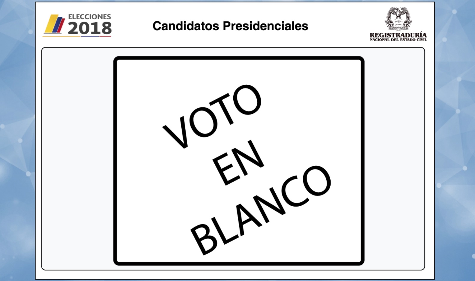 El voto en blanco tendría candidato presidencial - Canal 1