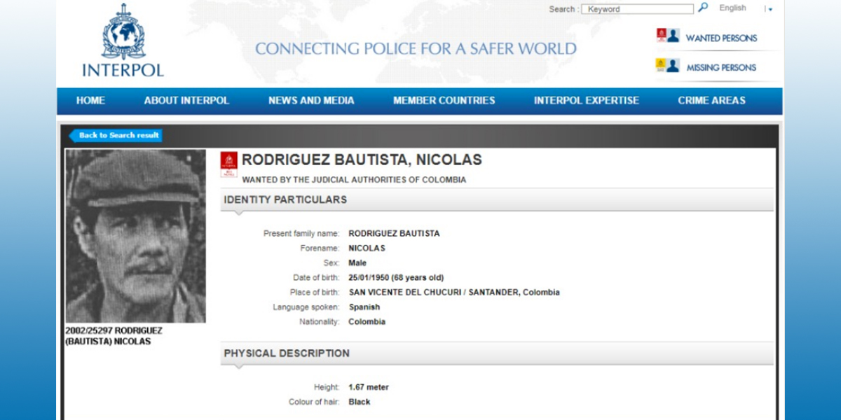 Interpol emite circular roja contra líder del ELN alias ‘Gabino’ - Canal 1