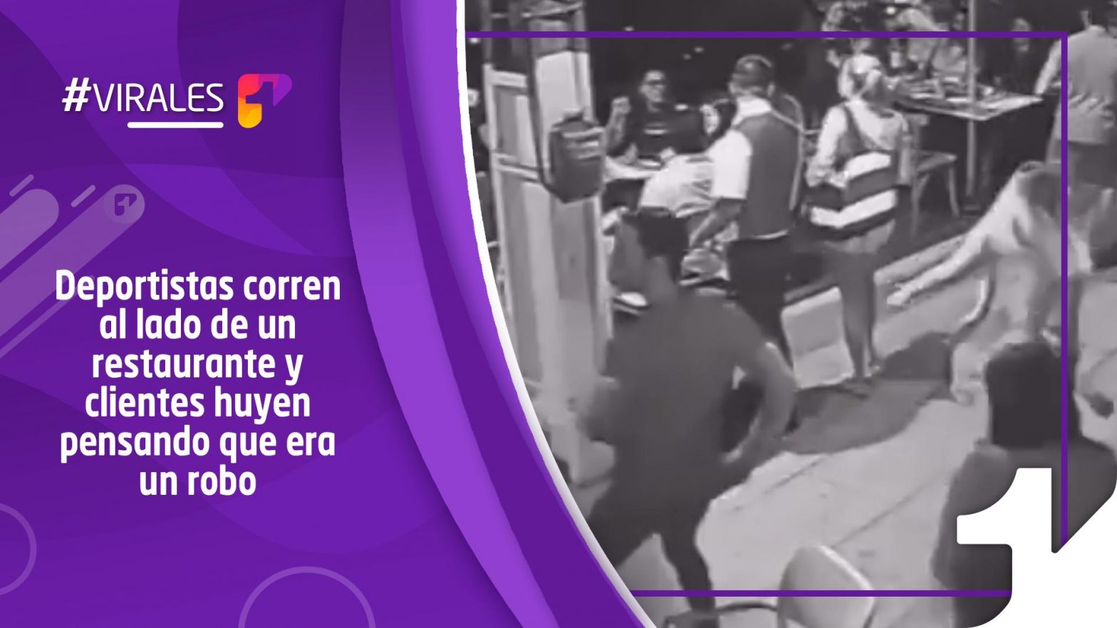 Deportistas corren al lado de un restaurante y clientes huyeron ...