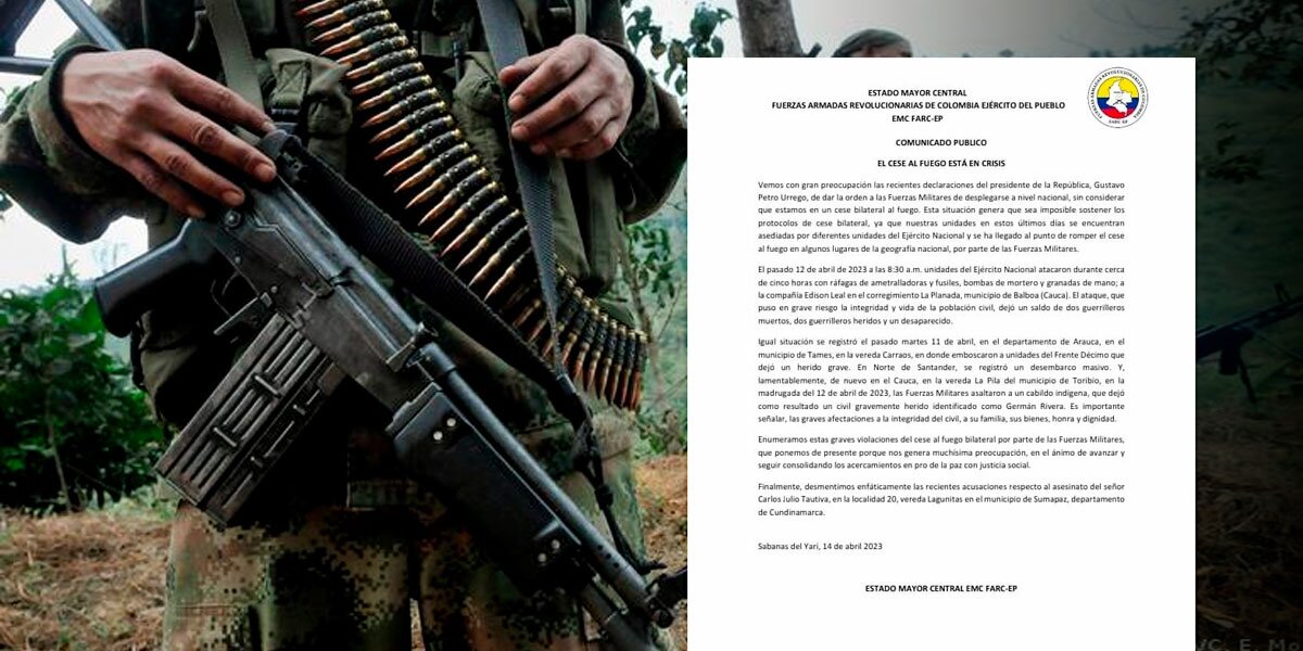 Disidencias de las Farc dicen que cese al fuego está en peligro - Canal 1