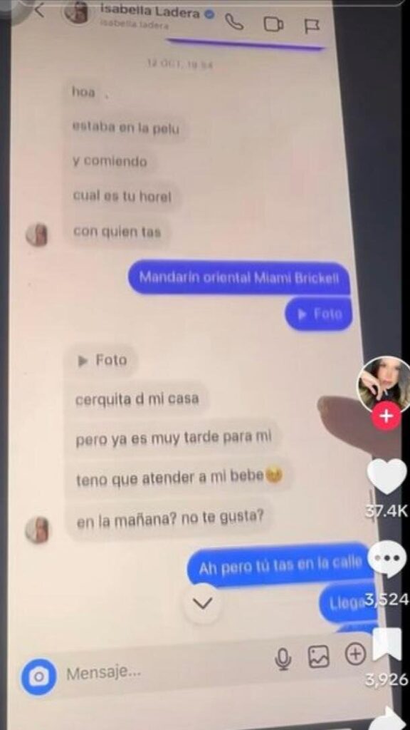 Los pantallazos de las conversaciones de Beéle con Isabella Ladera en ...