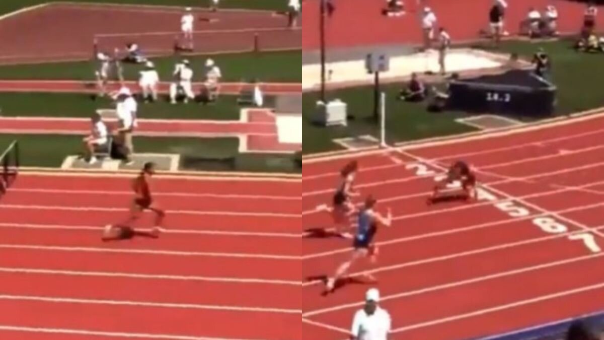 Atleta se cayó antes de llegar a la meta, pero pirueta la salvó - Canal 1